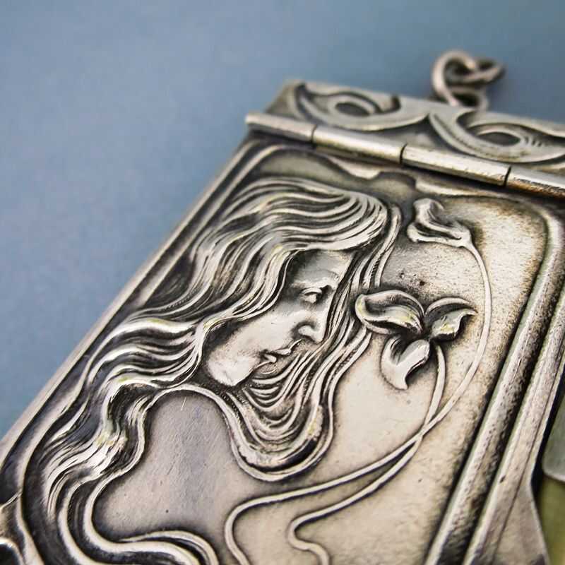 Beautiful small antique Art Nouveau notepad with relief decor and a ...