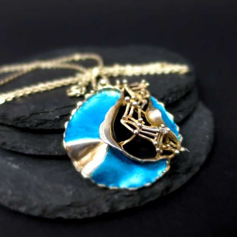 Unikat Designer Anhänger Kordes & Lichtenfeld Pforzheim Silber und Emaille blau, € 320,00